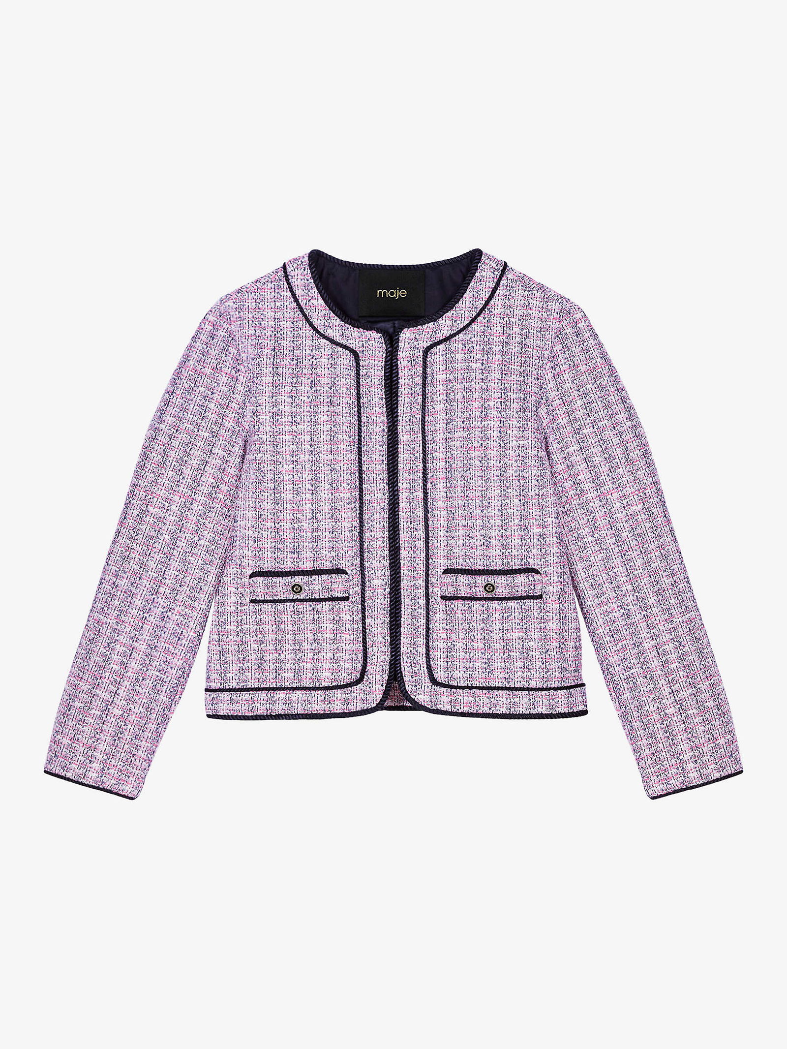 MAJE Long-Sleeve Tweed Boucle Jacket in ROSES | Endource