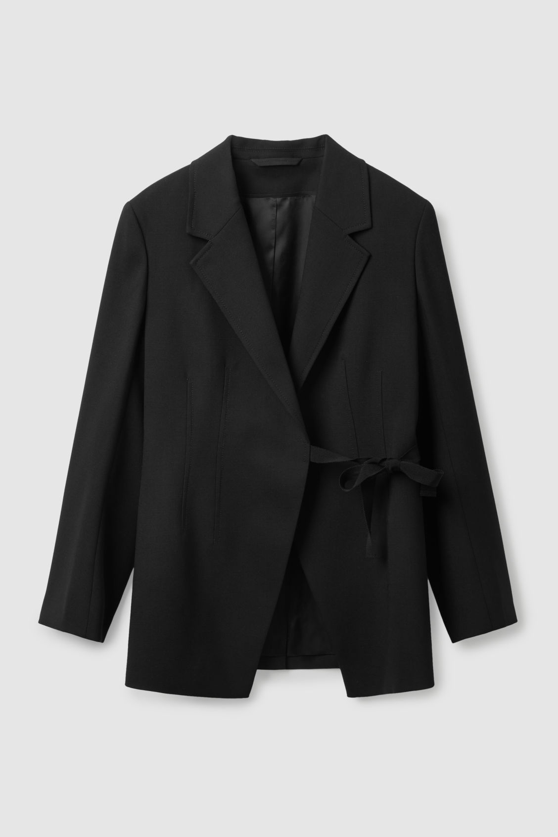 COS Slim-Fit Wool Wrap Blazer in BLACK | endource