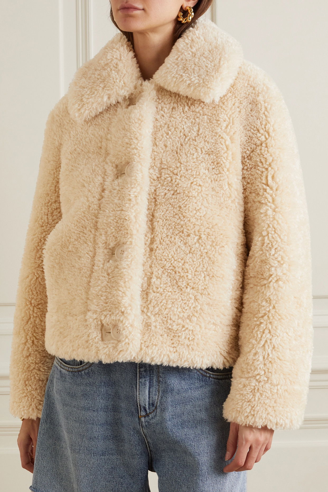 STAND STUDIO Melina Faux Shearling Jacket in Neutrals | endource