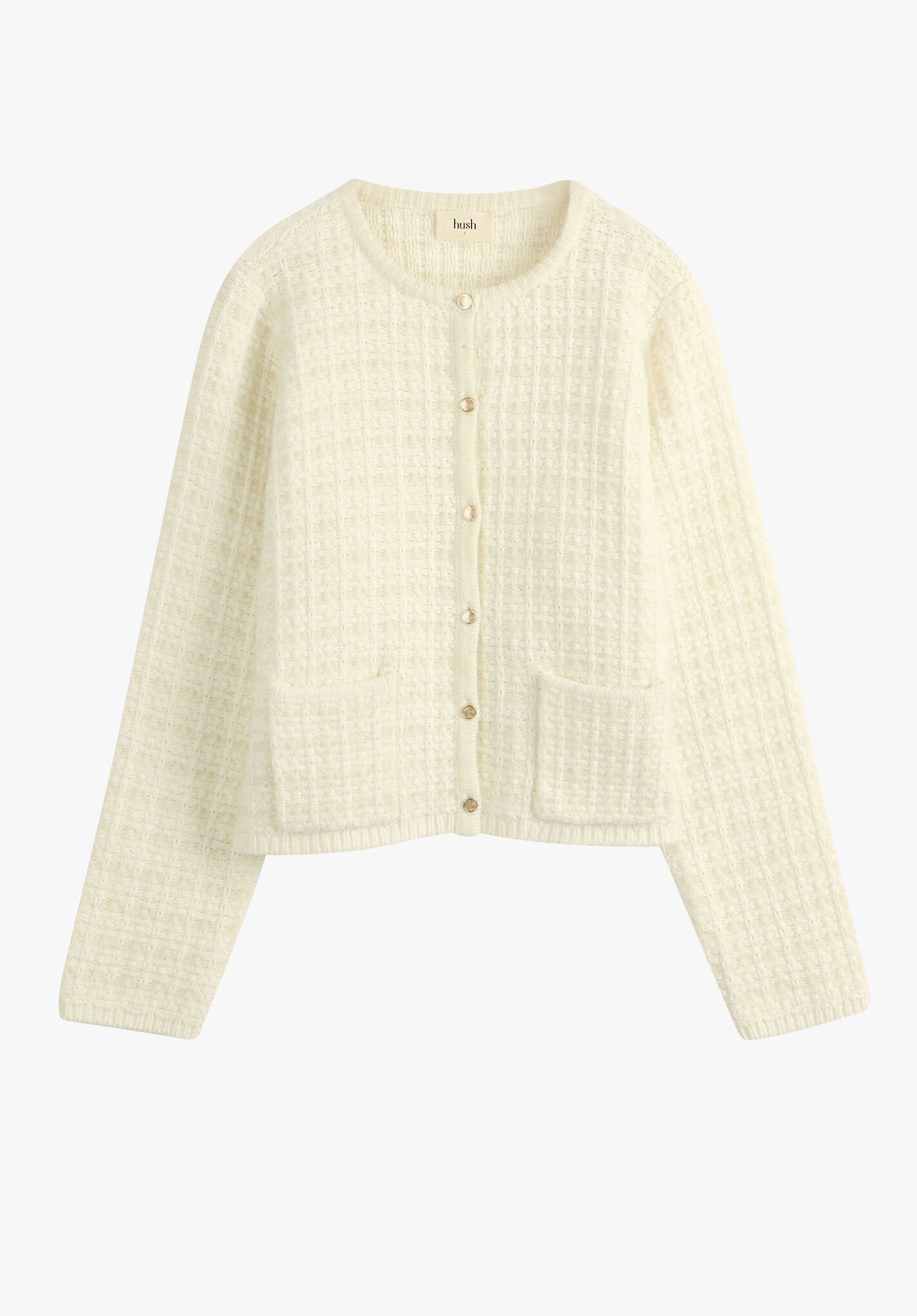 HUSH Bettie Textured Knitted Jacket in Soft White | endource