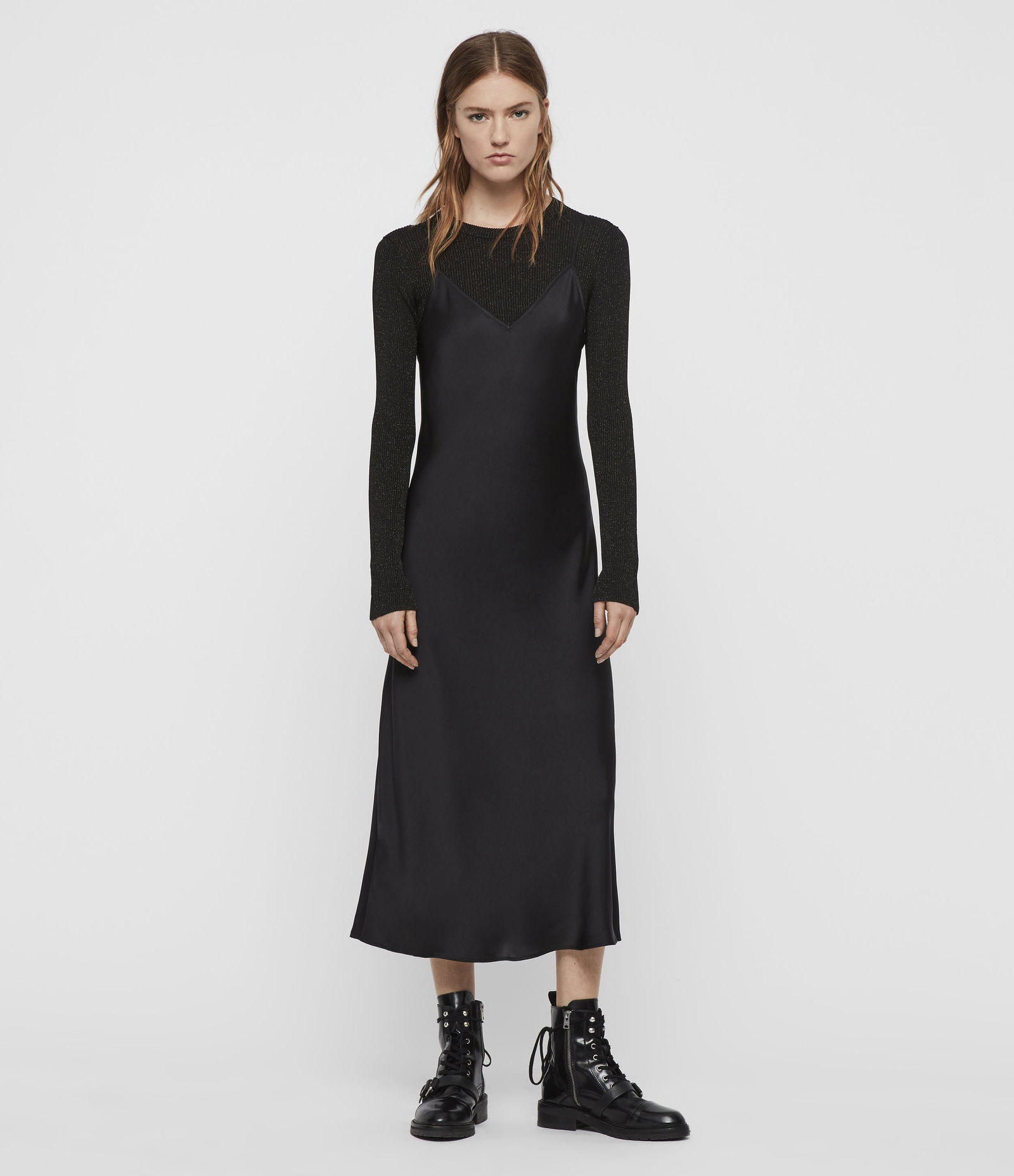ALLSAINTS Kowlo Shine Dress in Black | Endource