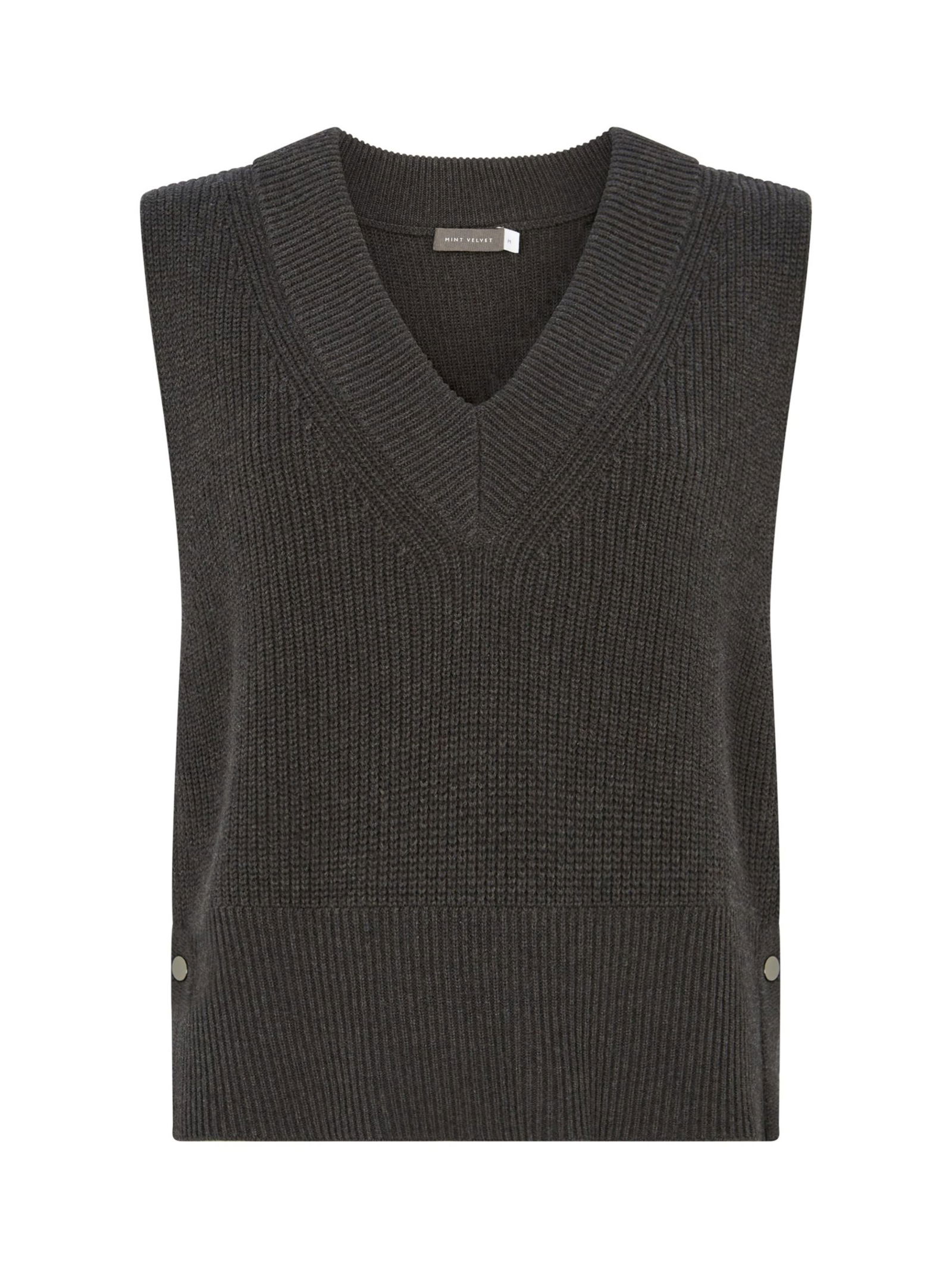 MINT VELVET Cotton Knit Vest in Dark Grey | endource
