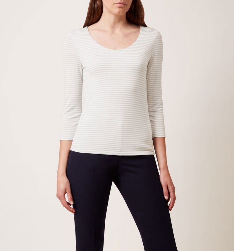 HOBBS Striped Daisy Top in Ice Blue White | endource