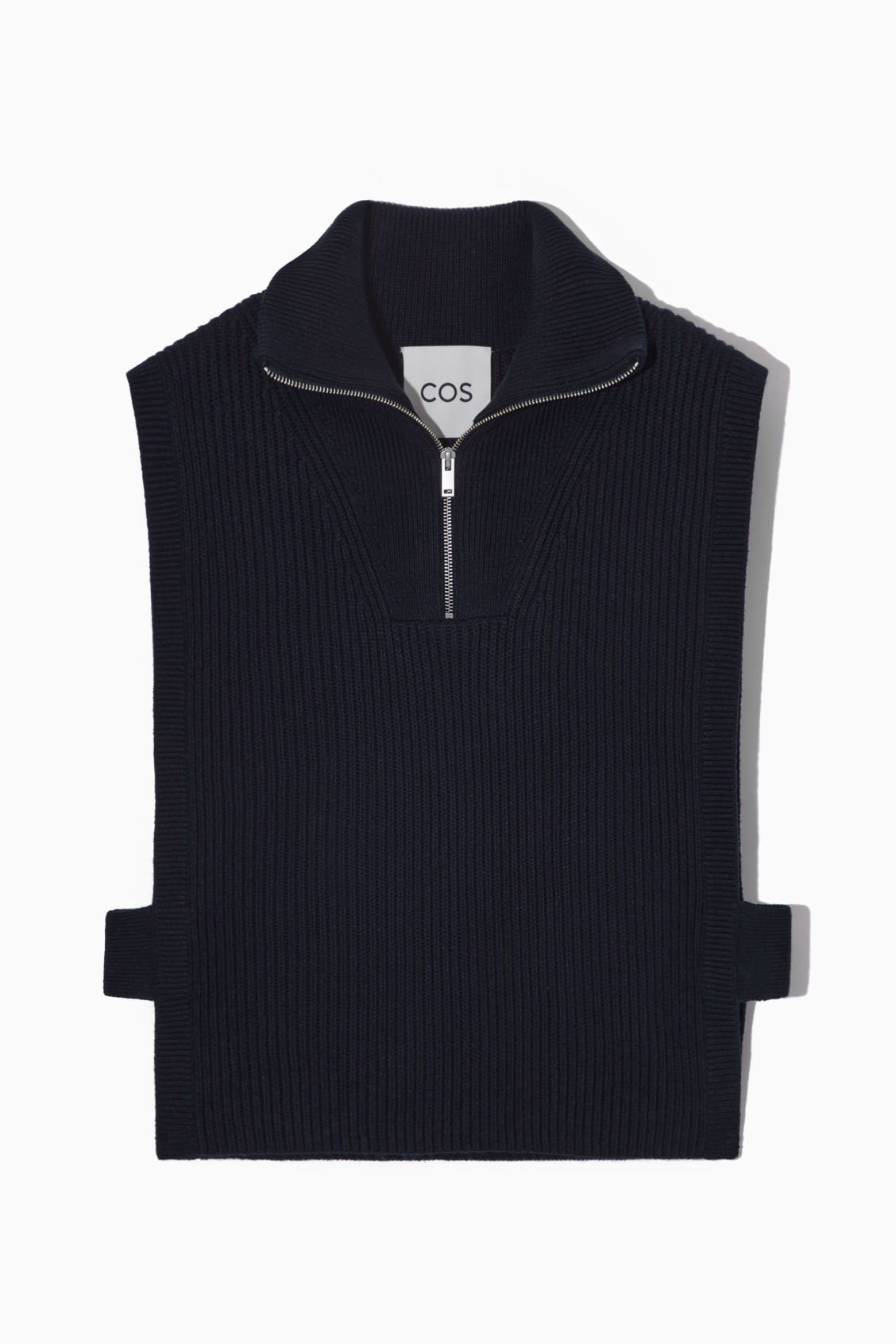 COS Ribbed-Knit Half-Zip Vest in NAVY | endource