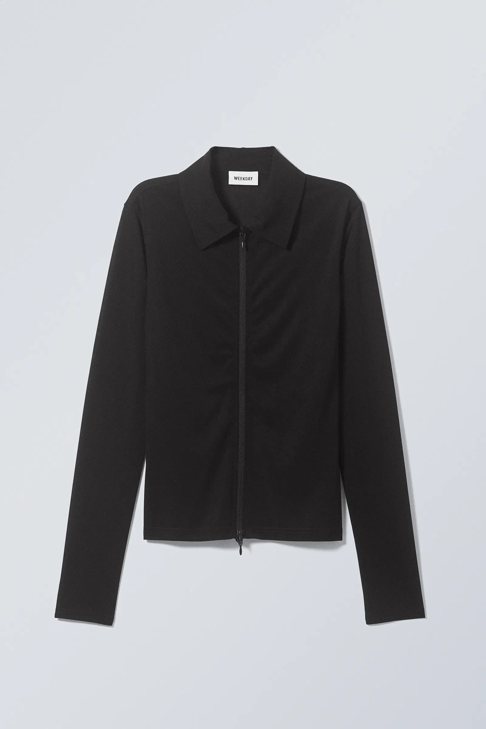 WEEKDAY Studio Zip Shirt in Black | Endource