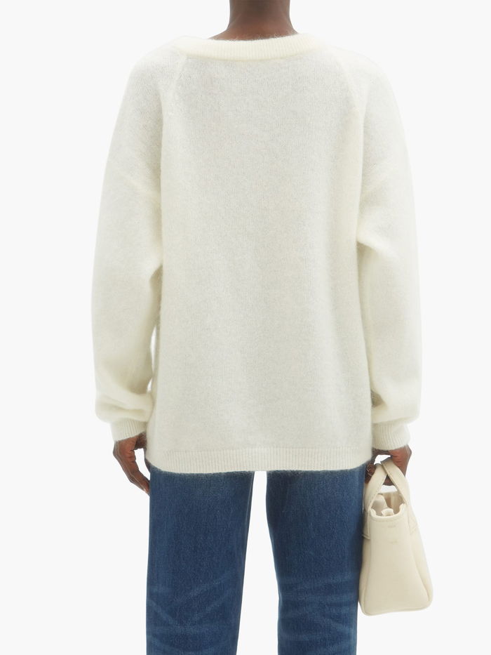 ACNE STUDIOS Dropped-Shoulder Brushed-Knit Sweater in Ivory | Endource