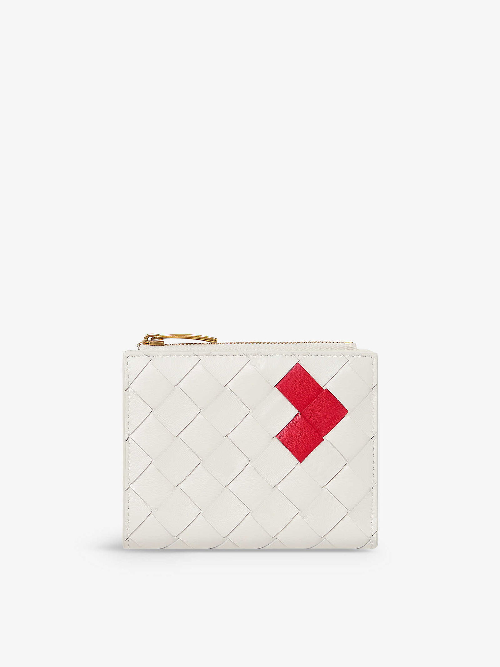 BOTTEGA VENETA Intrecciato Small Leather Bifold Wallet in White-vern ...
