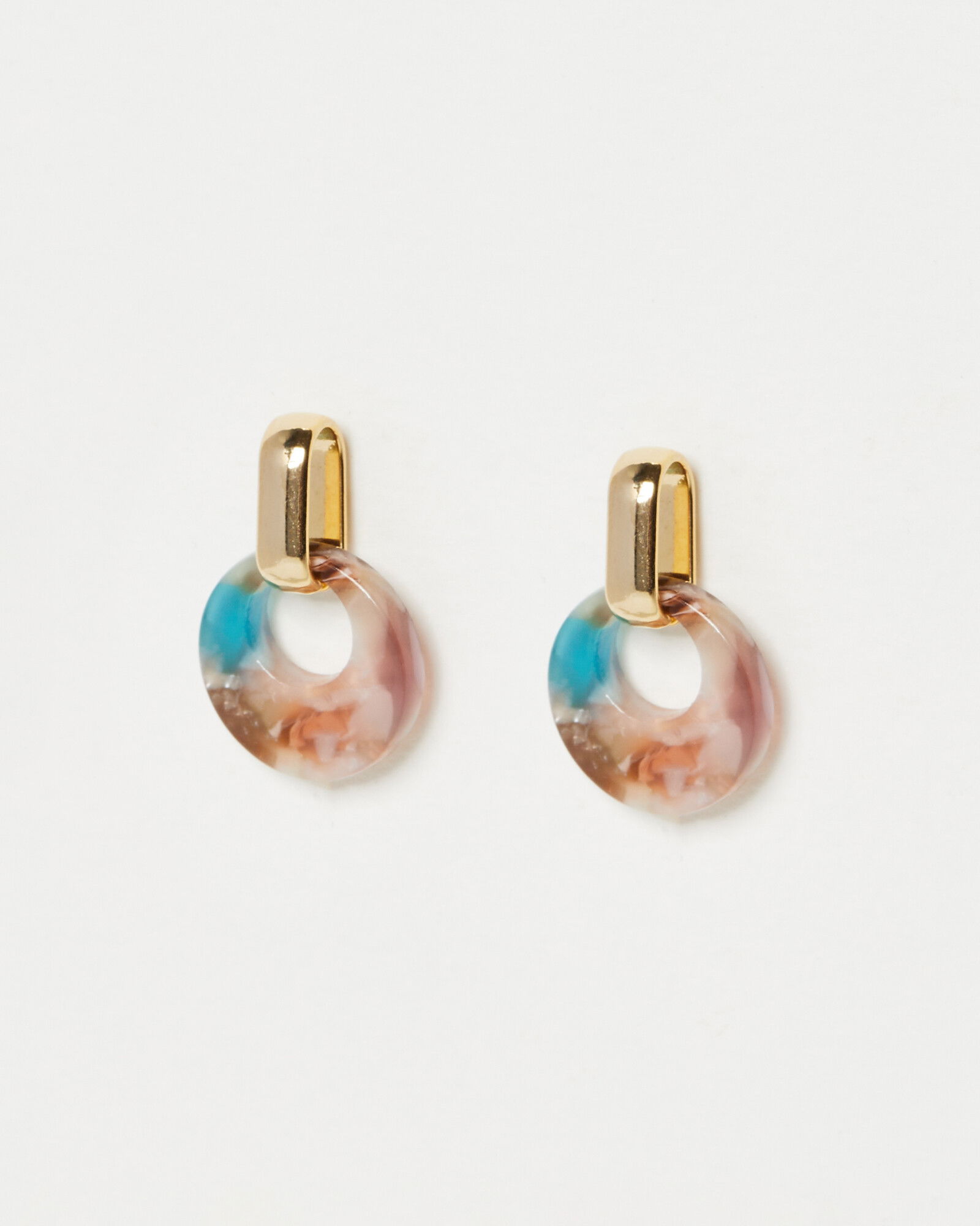 OLIVER BONAS Kyra Tort Loop Drop Stud Earrings in Multi | Endource OLIVER BONAS Kyra Tort Loop Drop Stud Earrings in Multi | Endource