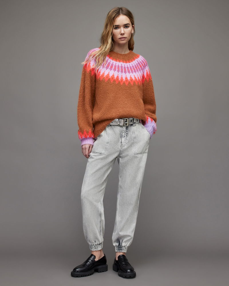 ALLSAINTS Falka Fairisle Jumper in Camel Multi | endource