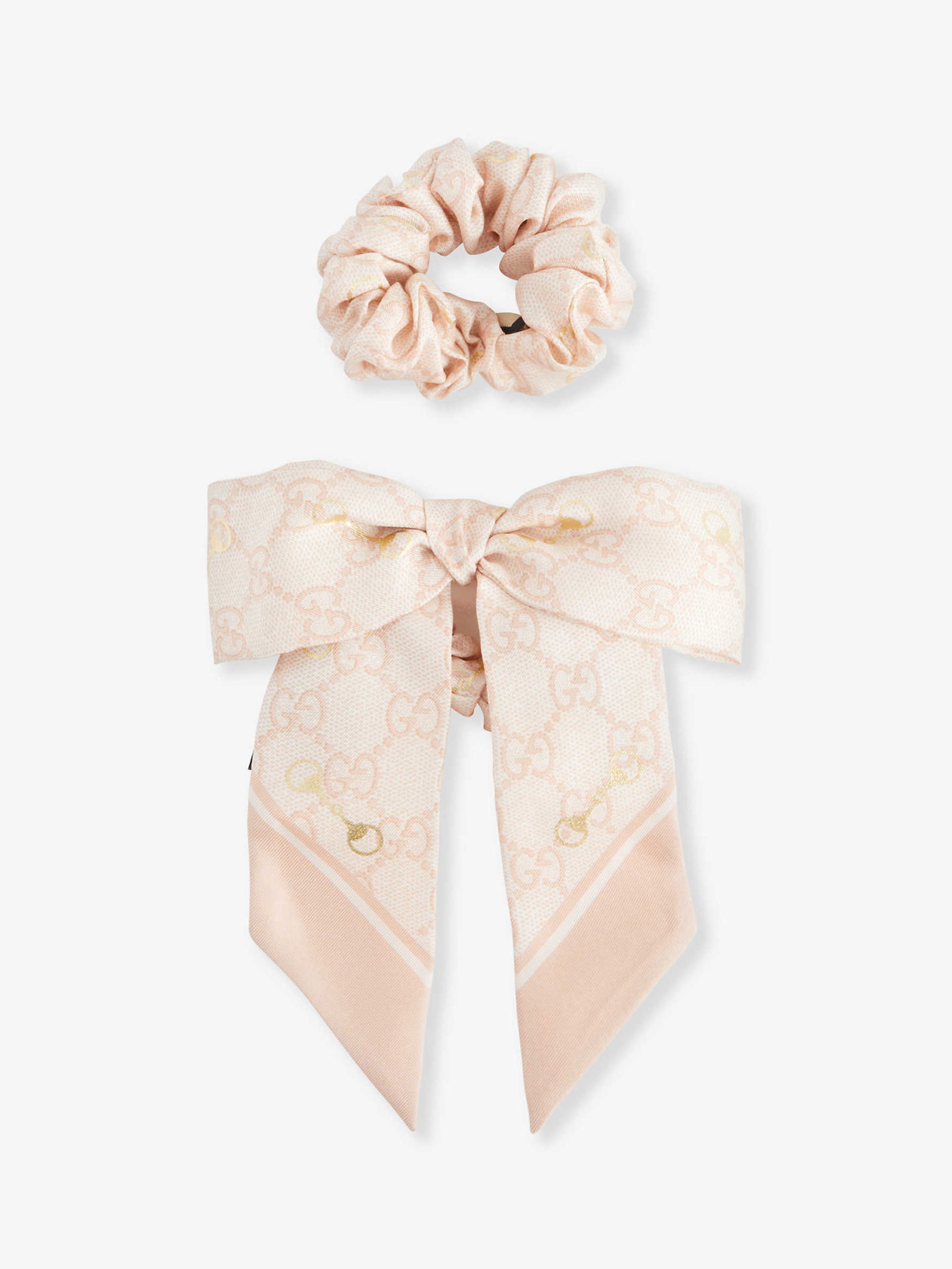 GUCCI Monogram-Print Silk Hair Scrunchies Set Of Two in ROSEATE/IVORY ...