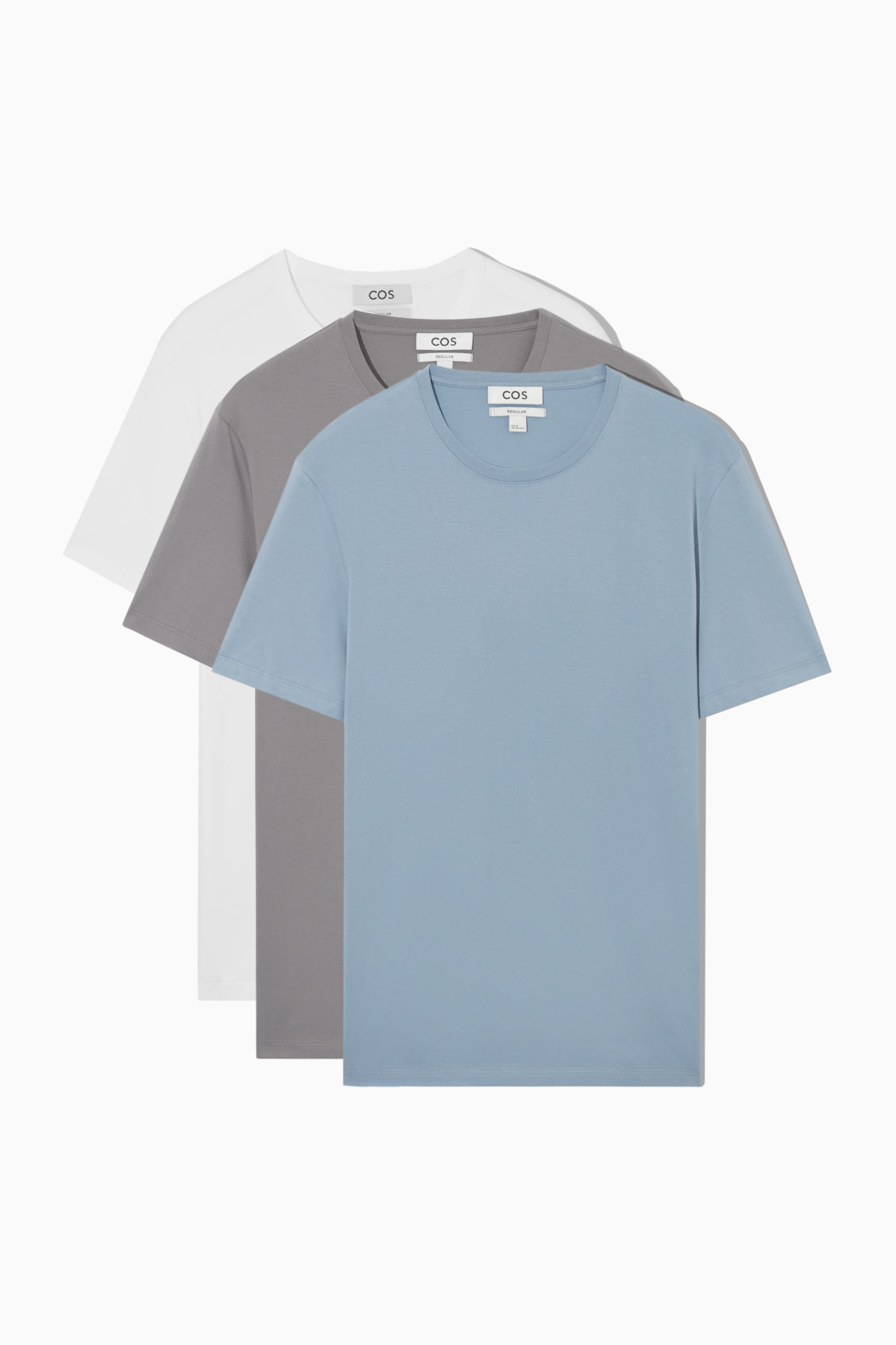 COS 3-Pack Regular-Fit Lightweight T-Shirts in WHITE / GREY / WASHED ...