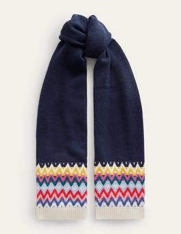 BODEN Fair Isle Scarf in Navy | endource