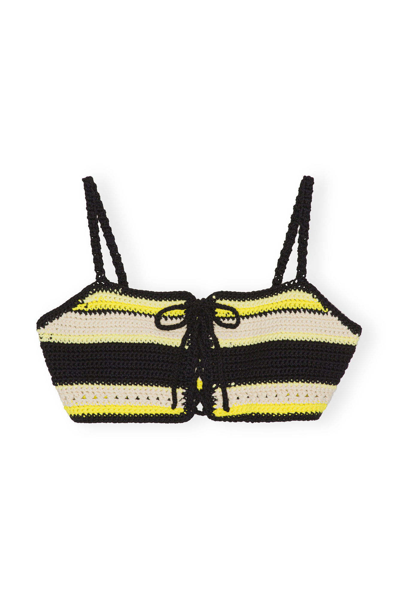 GANNI Crochet Bandeau Bikini Top in Golden Kiwi | Endource