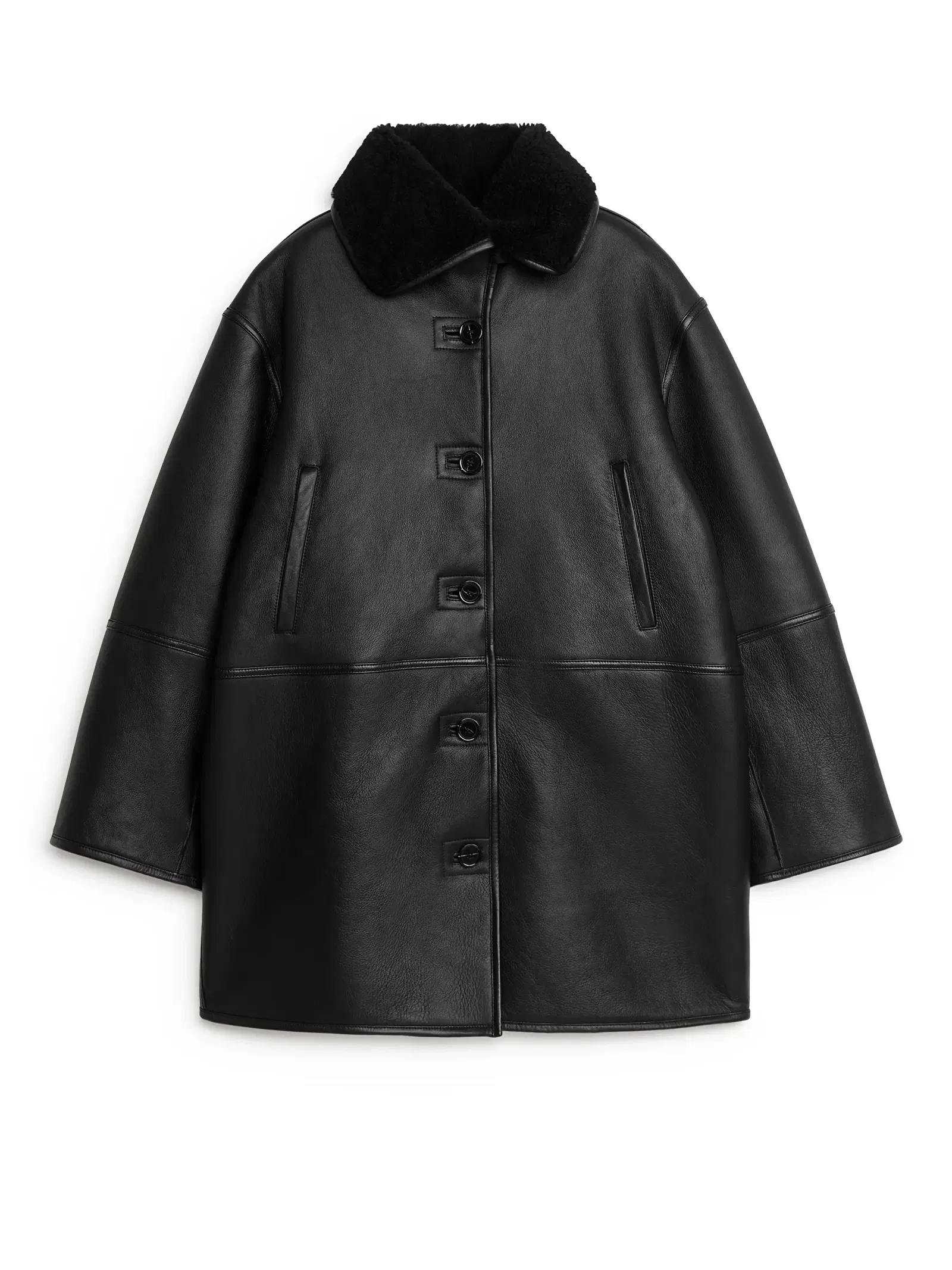 ARKET Shearling Jacket in Black | Endource