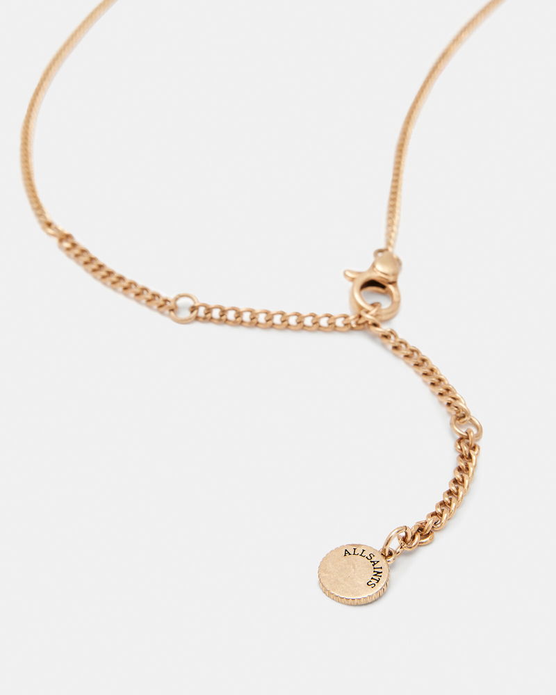 ALLSAINTS Nova Cross Long Necklace in Warm Brass | Endource
