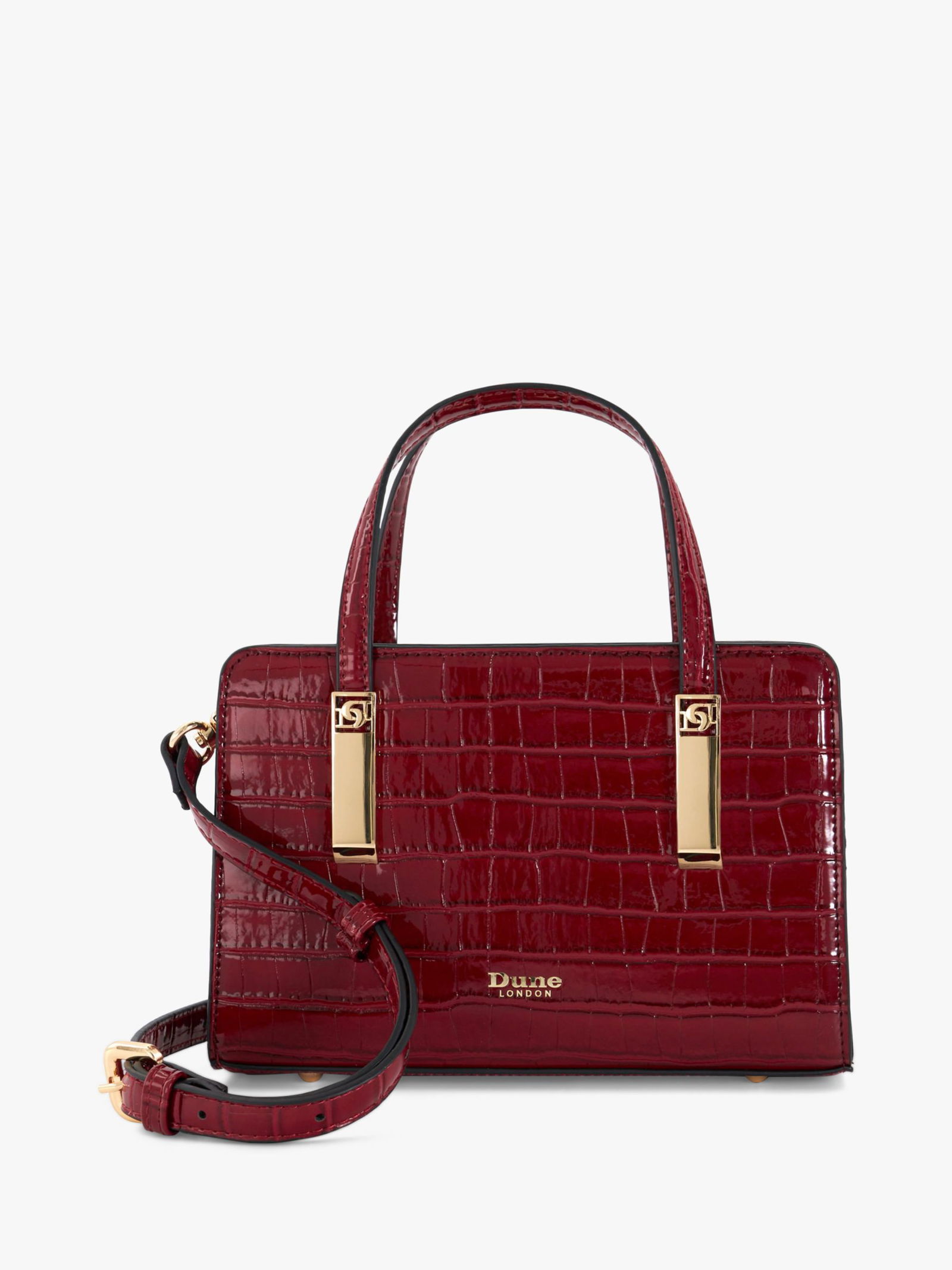 DUNE Dinkydenbeigh Mini Branded Handle Bag in Dark Green Croc | Endource