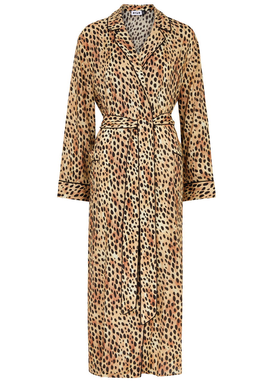 RIXO Marta Leopard-Print Robe | Endource