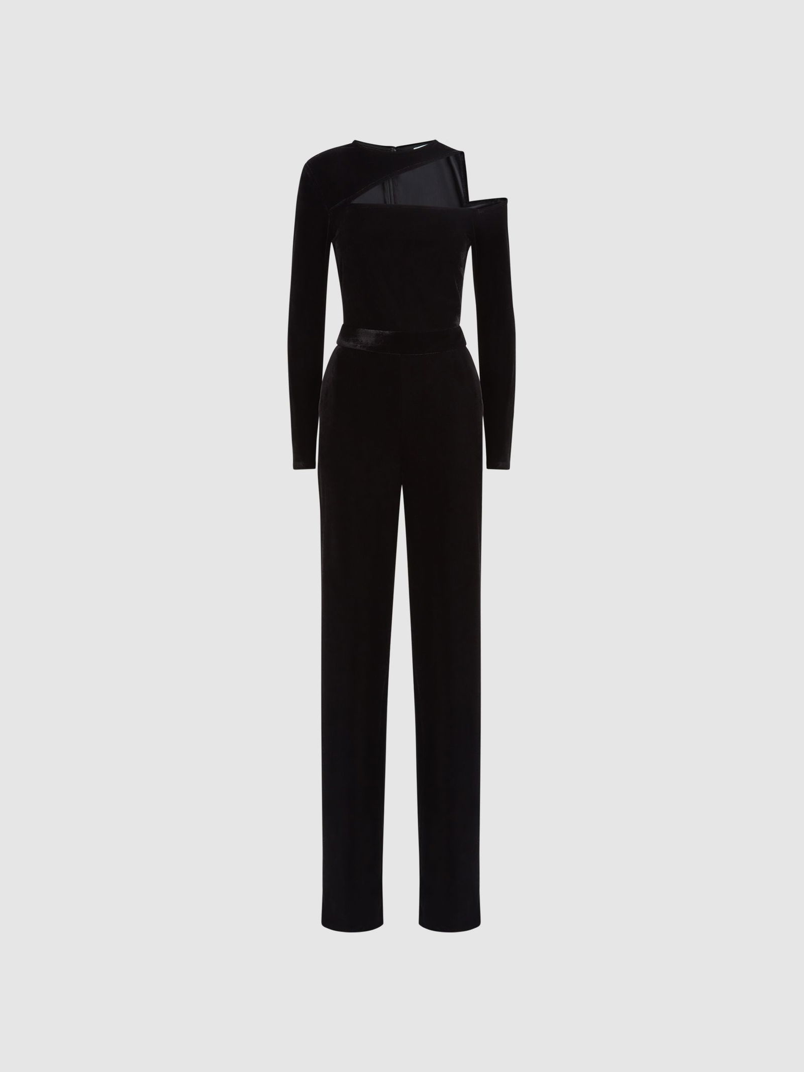 REISS Adele Velvet Off-The-Shoulder Jumpsuit | endource