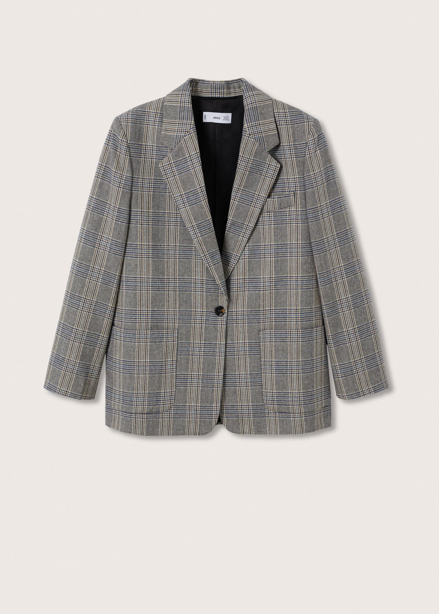 MANGO Check Wool Blazer in Grey | endource