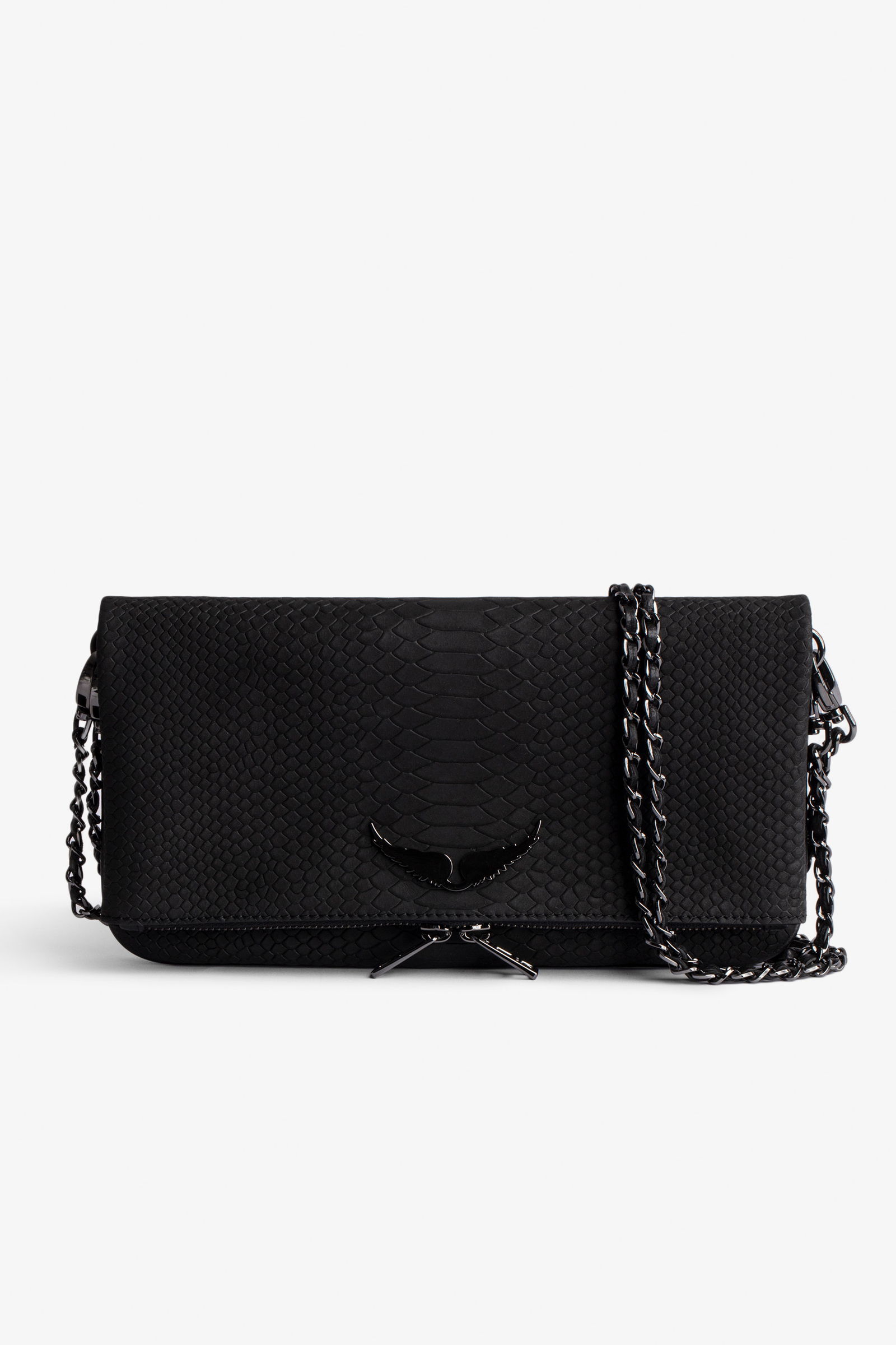 ZADIG & VOLTAIRE Soft Savage Rock Clutch in Black | endource