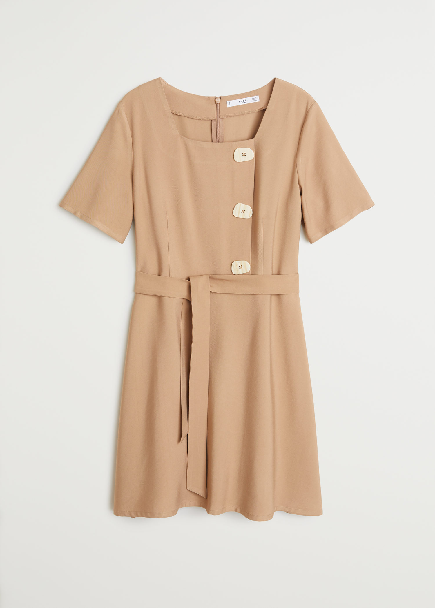 MANGO Detail Button Dress in Brown | Endource