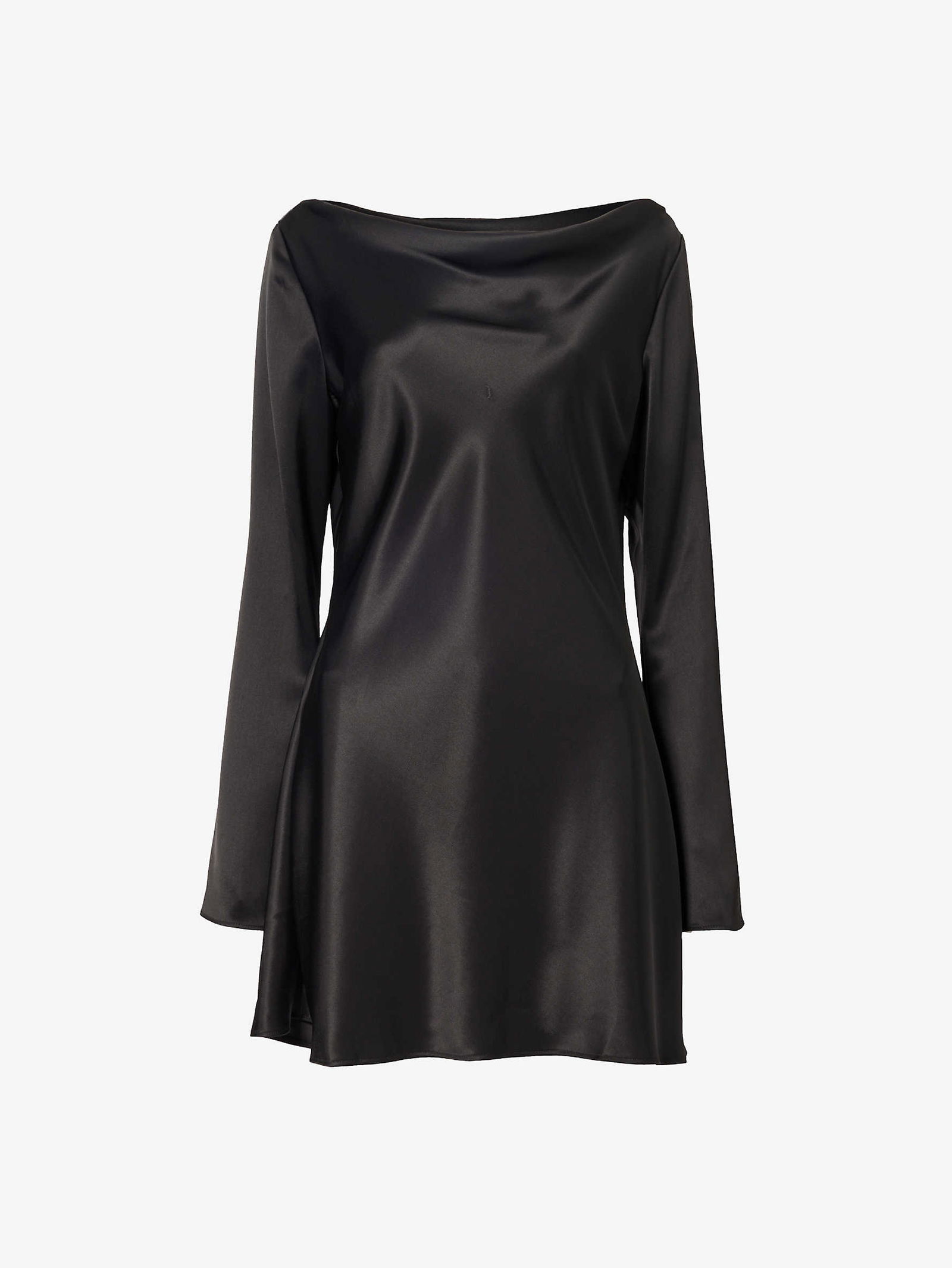 REFORMATION Pike Scoop-Neck Satin Mini Dress in BLACK | Endource