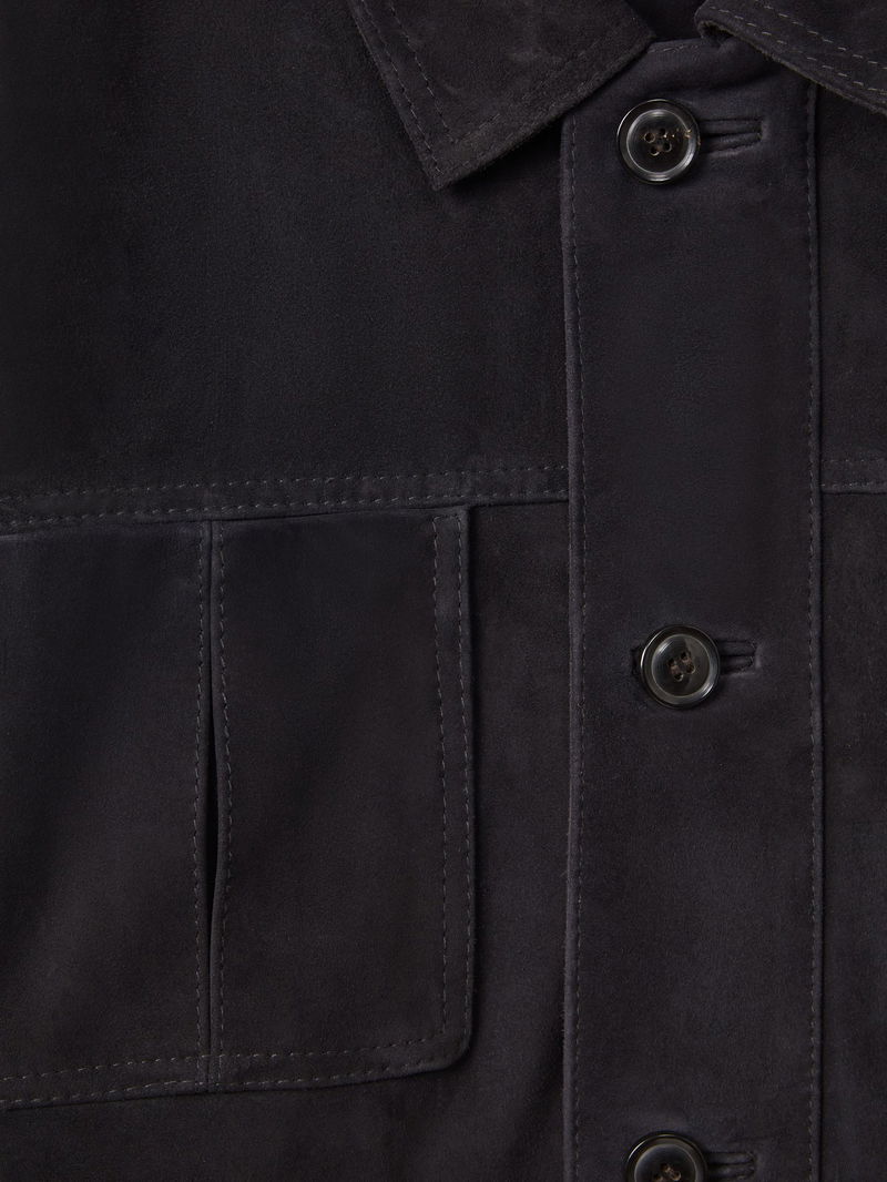 REISS Thomas Suede Chest Pocket Jacket in Navy | Endource REISS Thomas Suede Chest Pocket Jacket in Navy | Endource