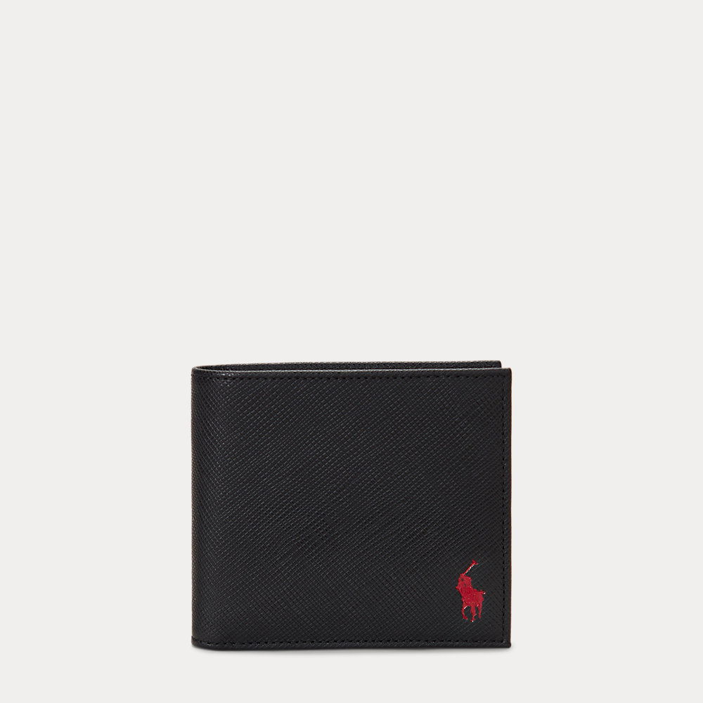 POLO RALPH LAUREN Saffiano Leather Billfold Coin Wallet in Black | endource