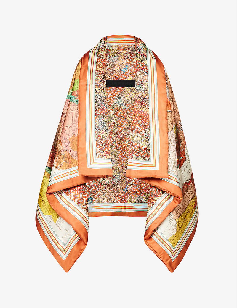 BURBERRY Floral-Print Silk Scarf in MULTICOLOUR | Endource