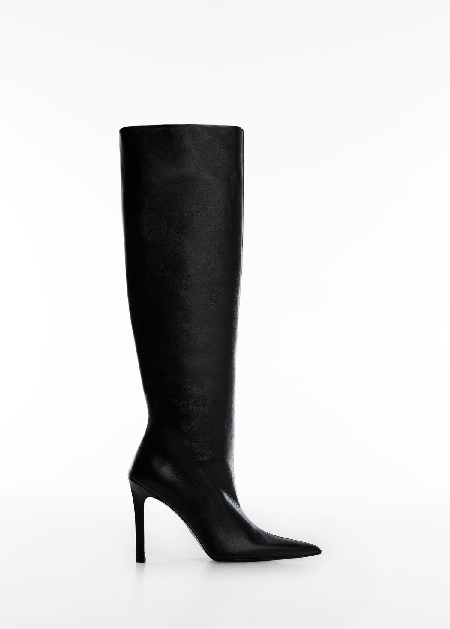 MANGO High Heel Leather Boot in Black | Endource