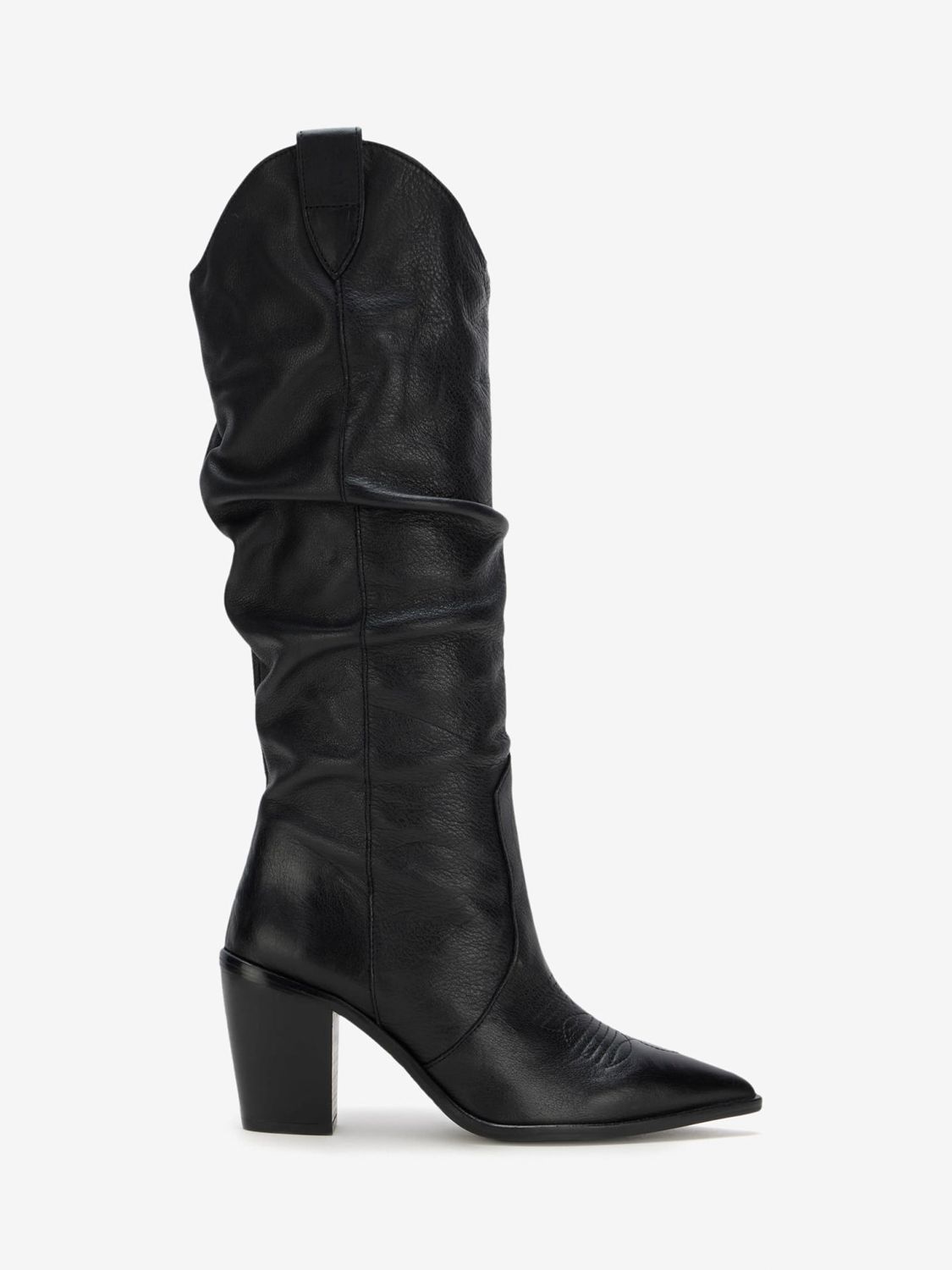MINT VELVET Leather Longer Length Cowboy Boots in Black | Endource