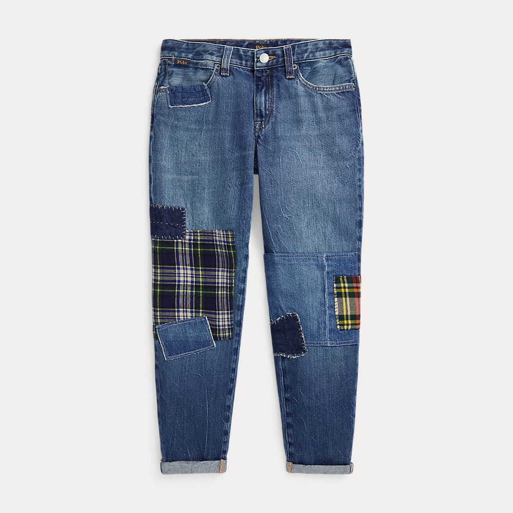 RALPH LAUREN Patchwork Astor Slim Boyfriend Jean in Blue | endource