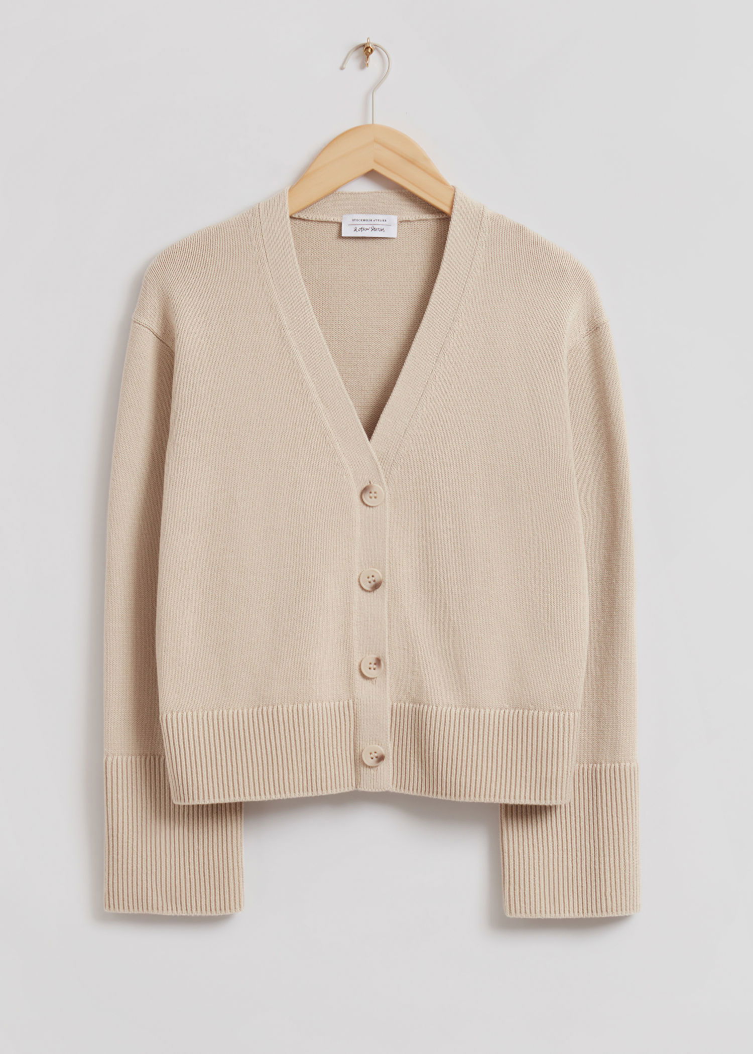 & OTHER STORIES Oversized Boxy Wide-Sleeve Cardigan in Beige | Endource