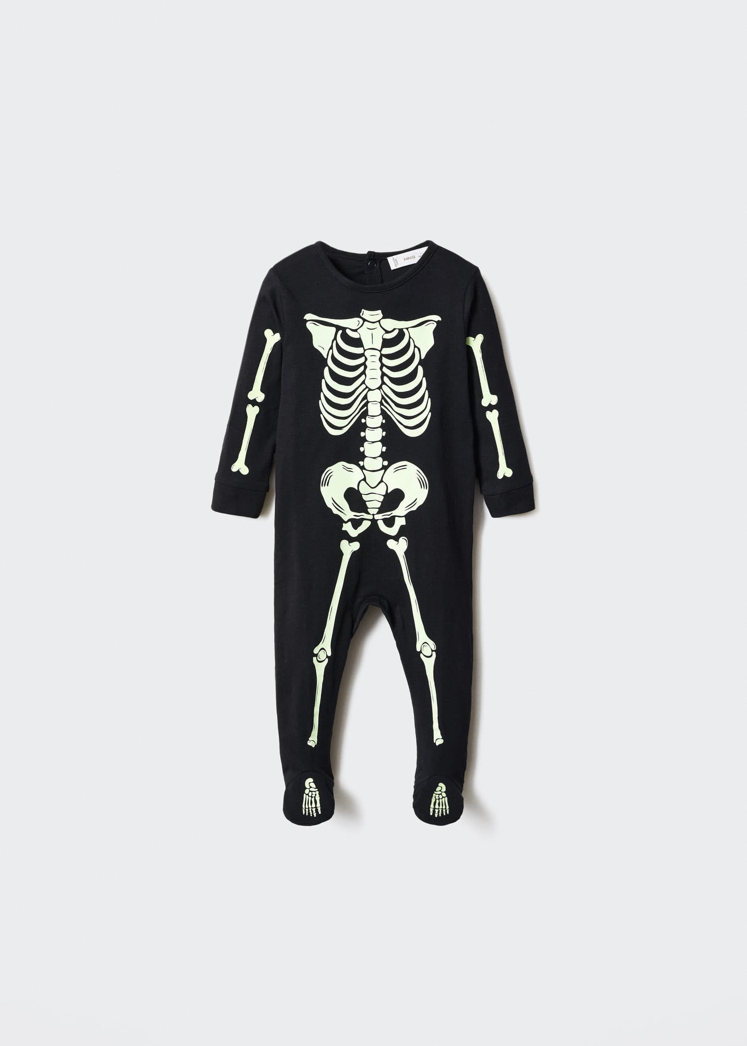 MANGO Glow In The Dark Skeleton Pyjama in Black | endource