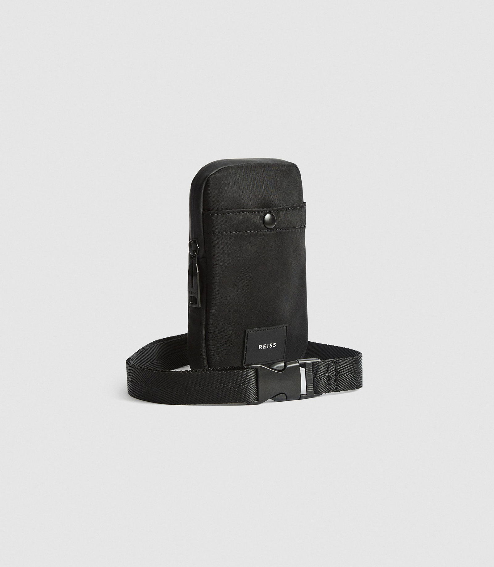 REISS Lennox Nylon Cross Body Phone Carrier in Black | endource