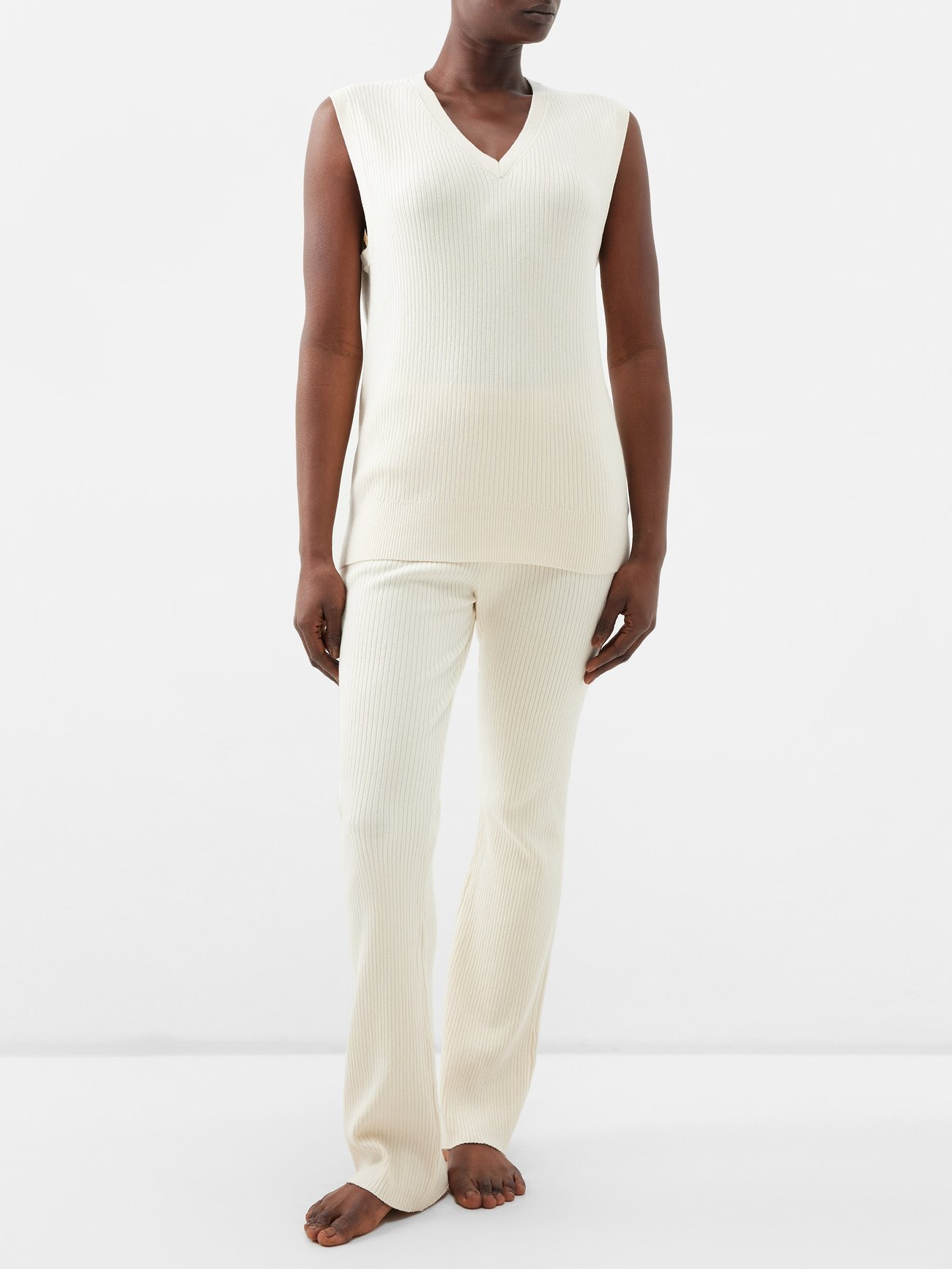 SKIN Pixie Ribbed-Knit Cotton Pyjamas | endource