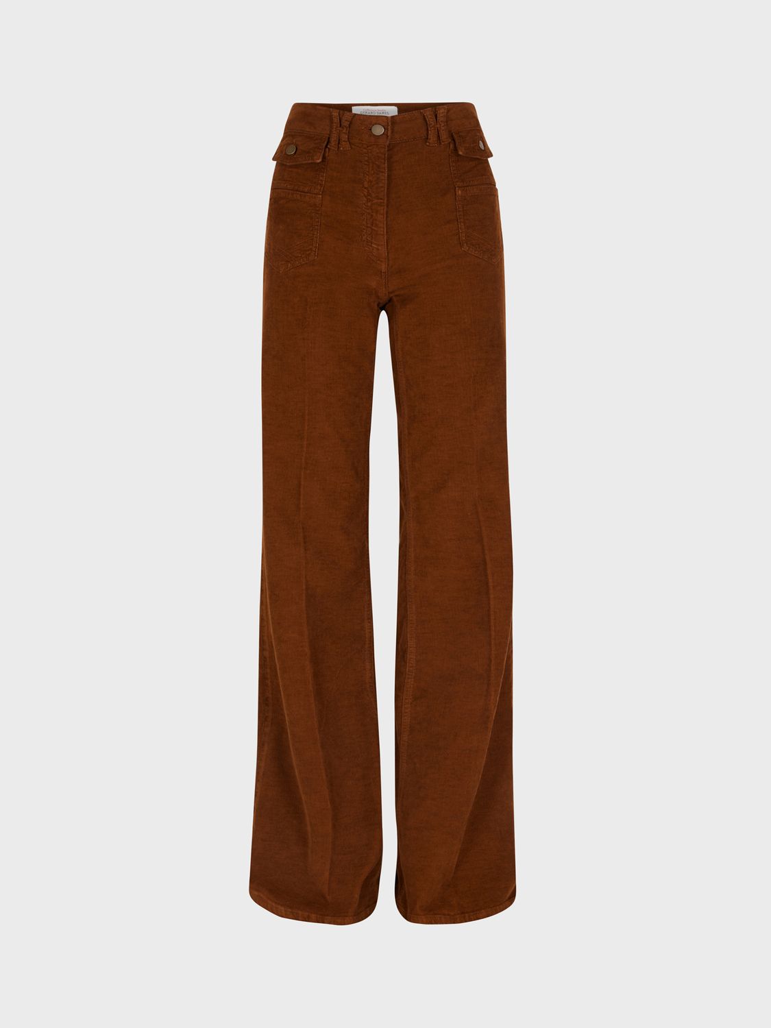 Gerard Darel Anna Cotton Linen Blend Flared Jeans in Camel | endource