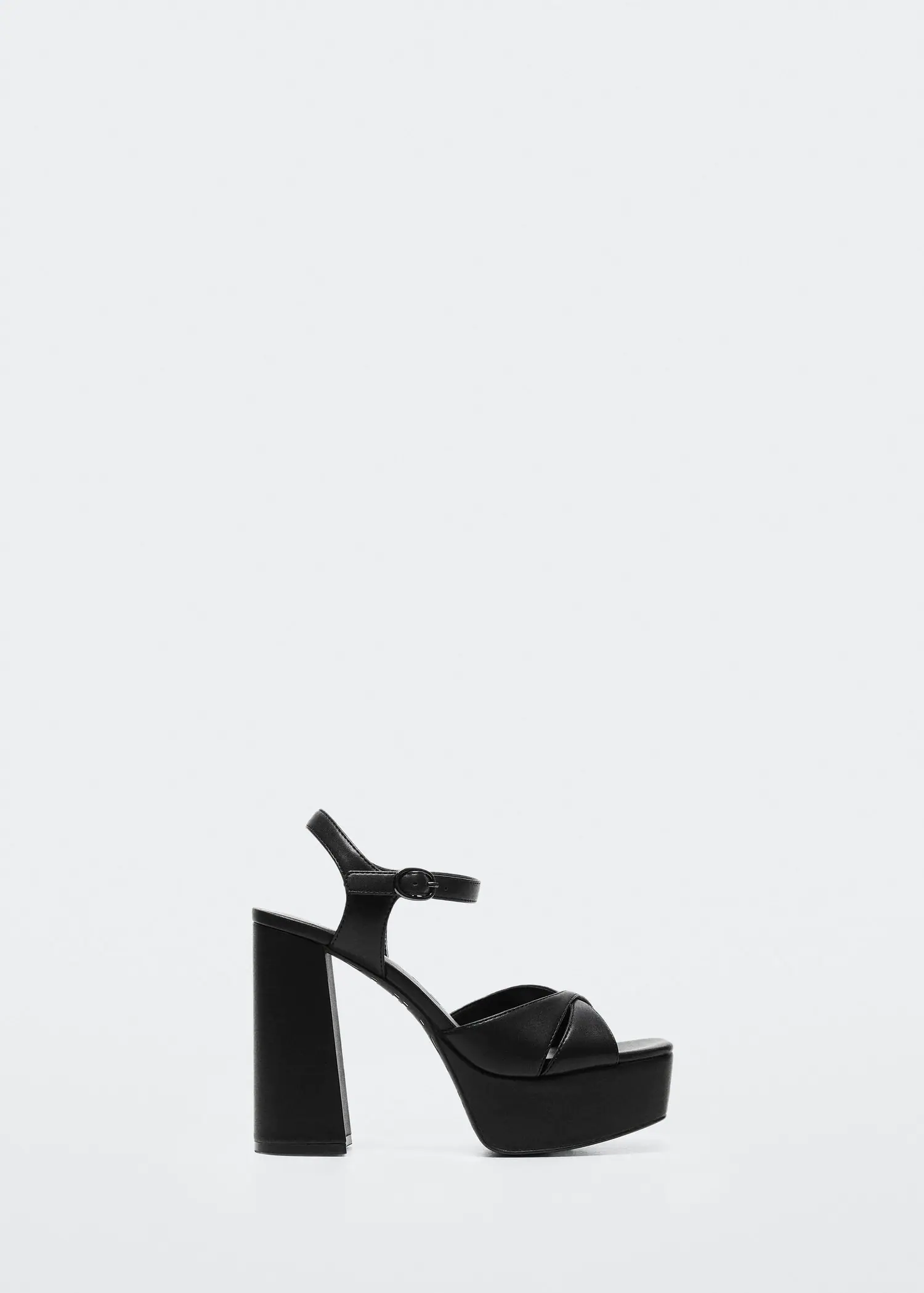 MANGO Platform Ankle-Cuff Sandals in Black | endource
