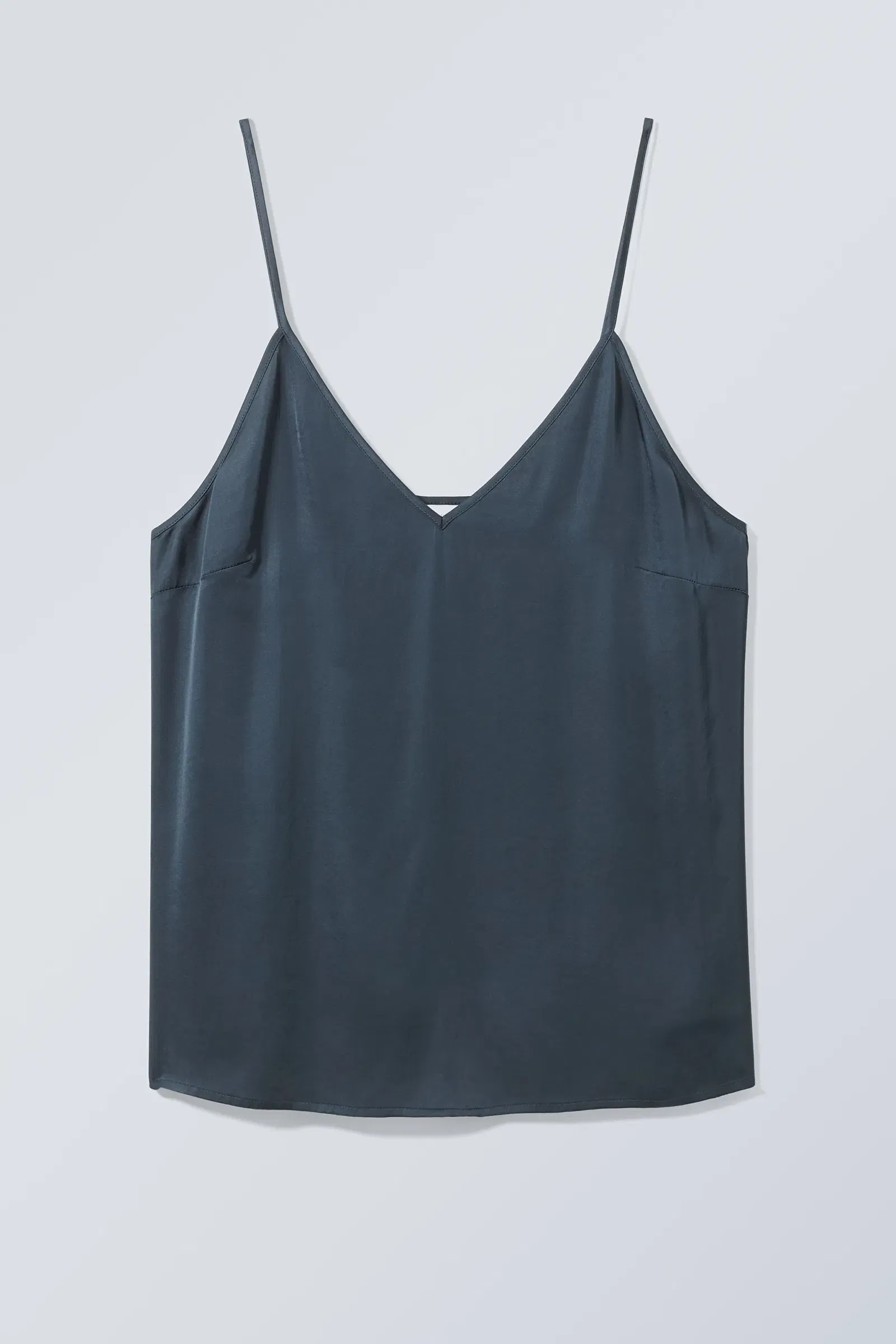 WEEKDAY Shine Satin Singlet in Dark Teal Shimmer | endource
