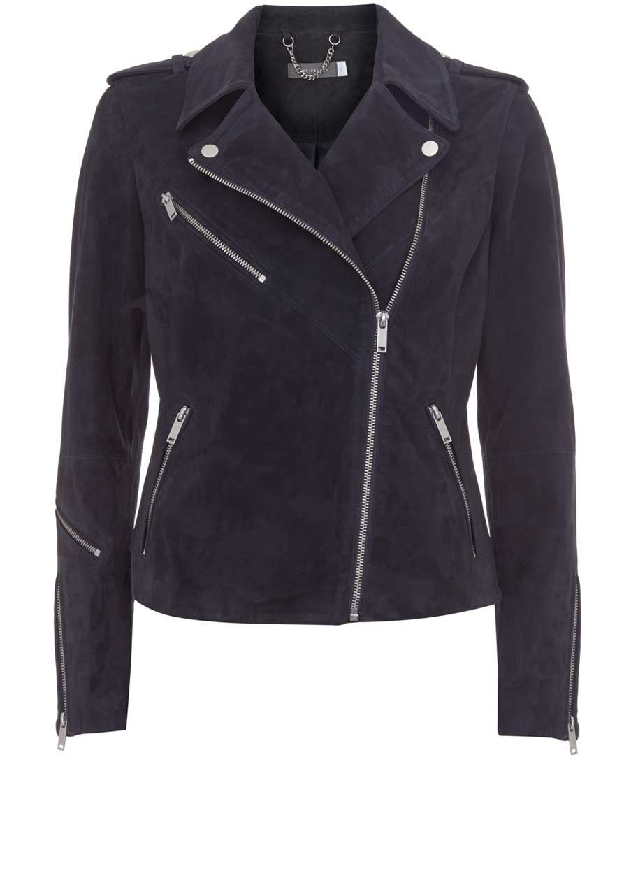 MINT VELVET Suede Zip Biker Jacket | endource