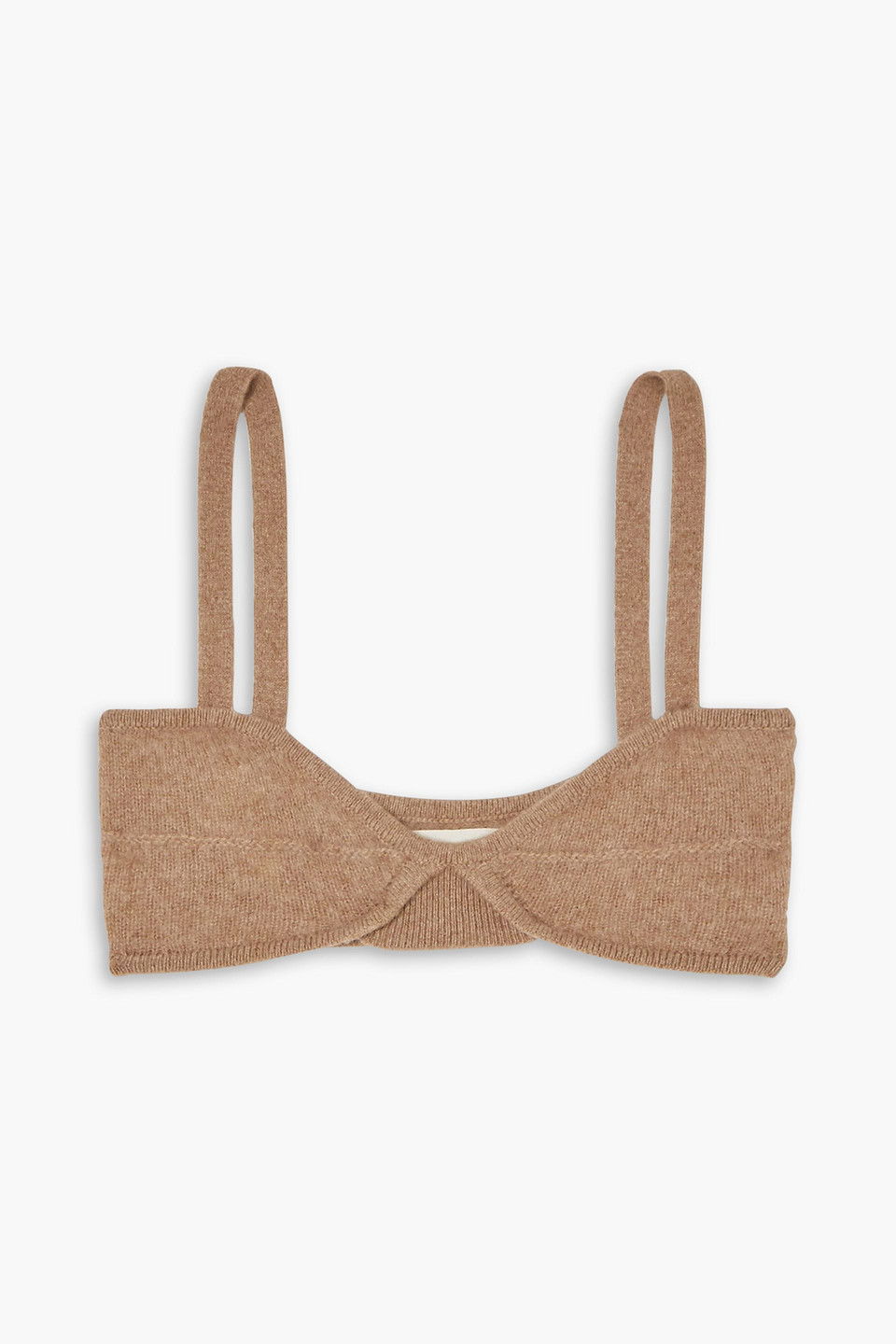 KHAITE Eda Cashmere Soft-Cup Bra Top in Brown | endource