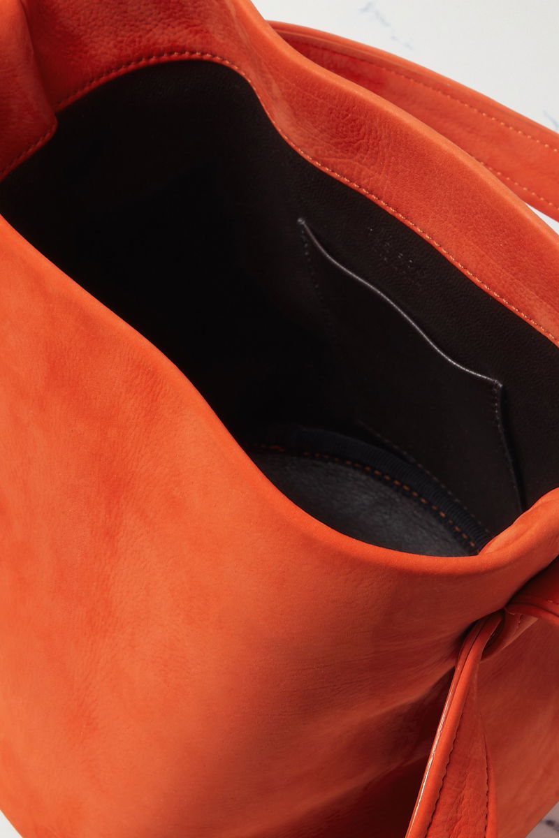 THE ROW Mini Leo Nubuck Bucket Bag in Orange | endource