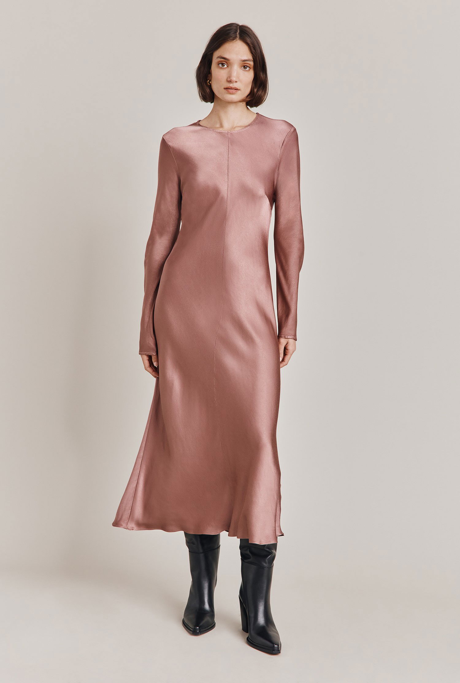 GHOST Mari Satin Midi Dress | endource