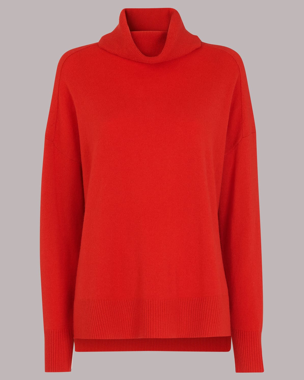 WHISTLES Red Cashmere Roll Neck Jumper in Red | endource