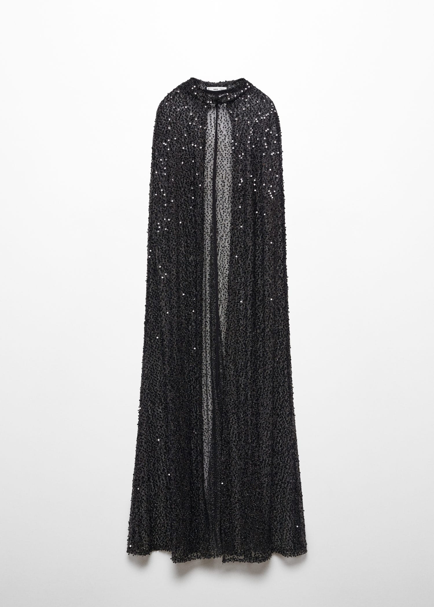 MANGO Long Sequin Cape in Black | Endource