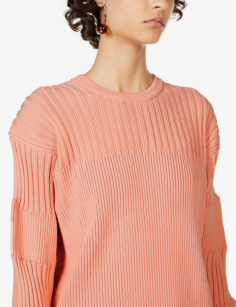 CFCL Fluted Pleated Recycled-Polyester Top in SALMON | Endource