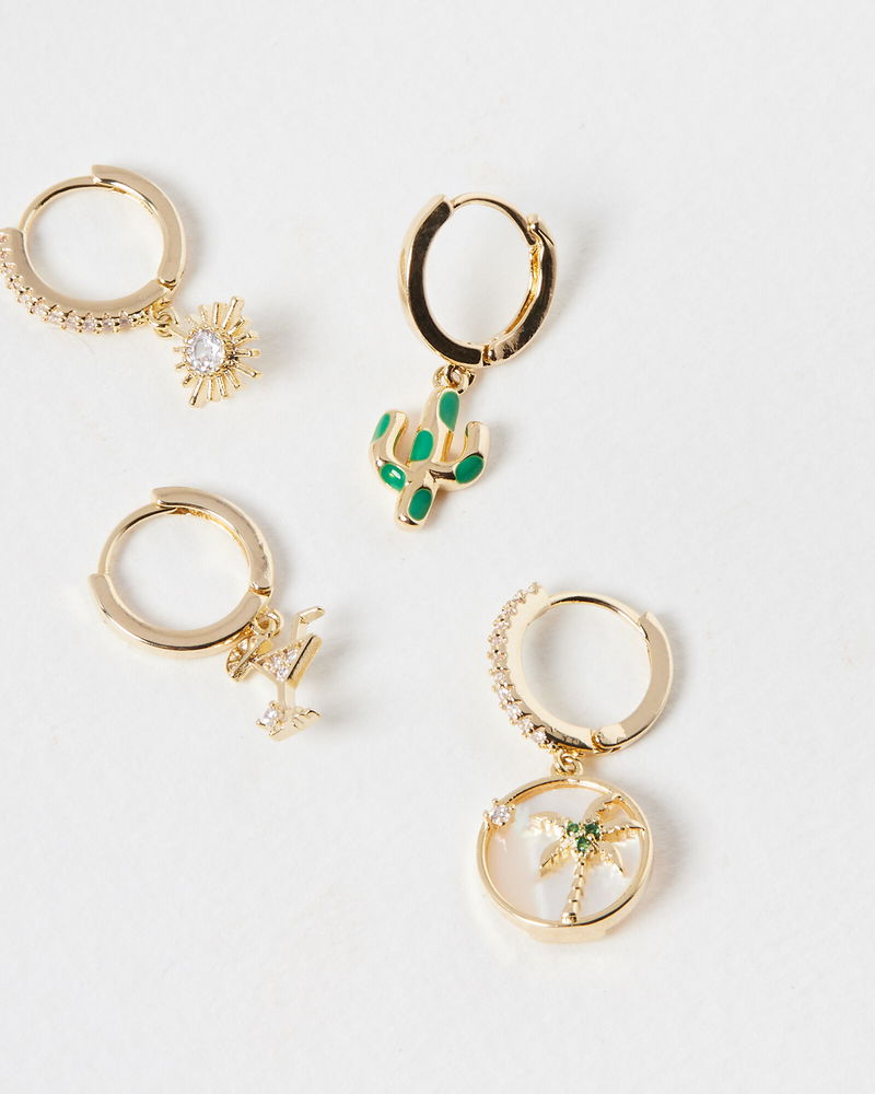 OLIVER BONAS Summer Party Mismatch Hoop Earring Set in Gold | endource