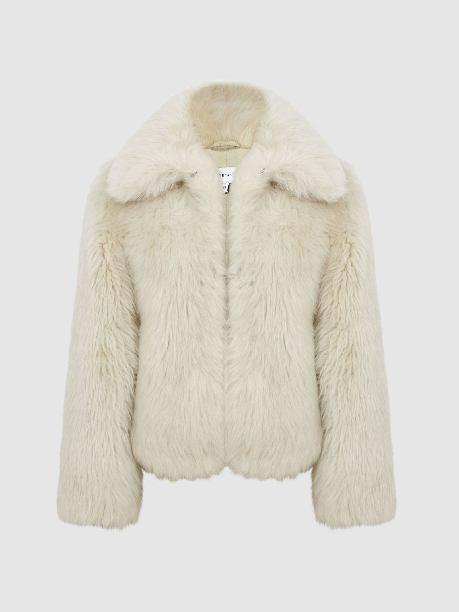 REISS Caitlin Short Shearling Jacket in Cream | Endource