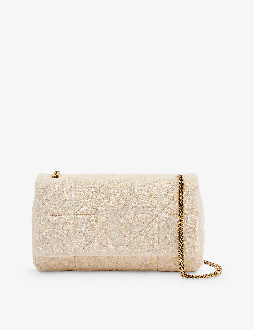 SAINT LAURENT Jamie Terry-Towelling Cotton Shoulder Bag in CREAM | endource