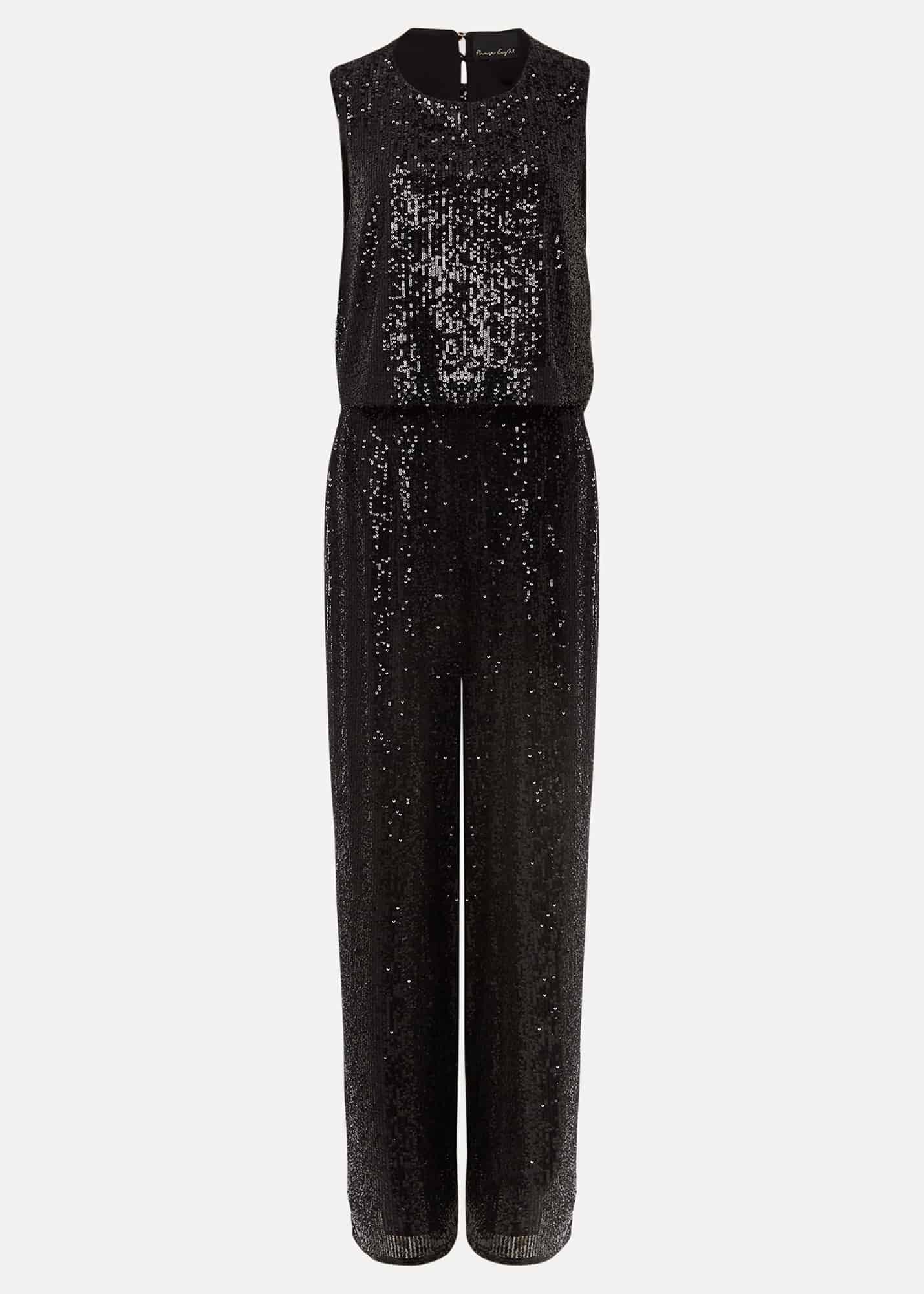 PHASE EIGHT Aubrey Sequin Jumpsuit in Black | endource